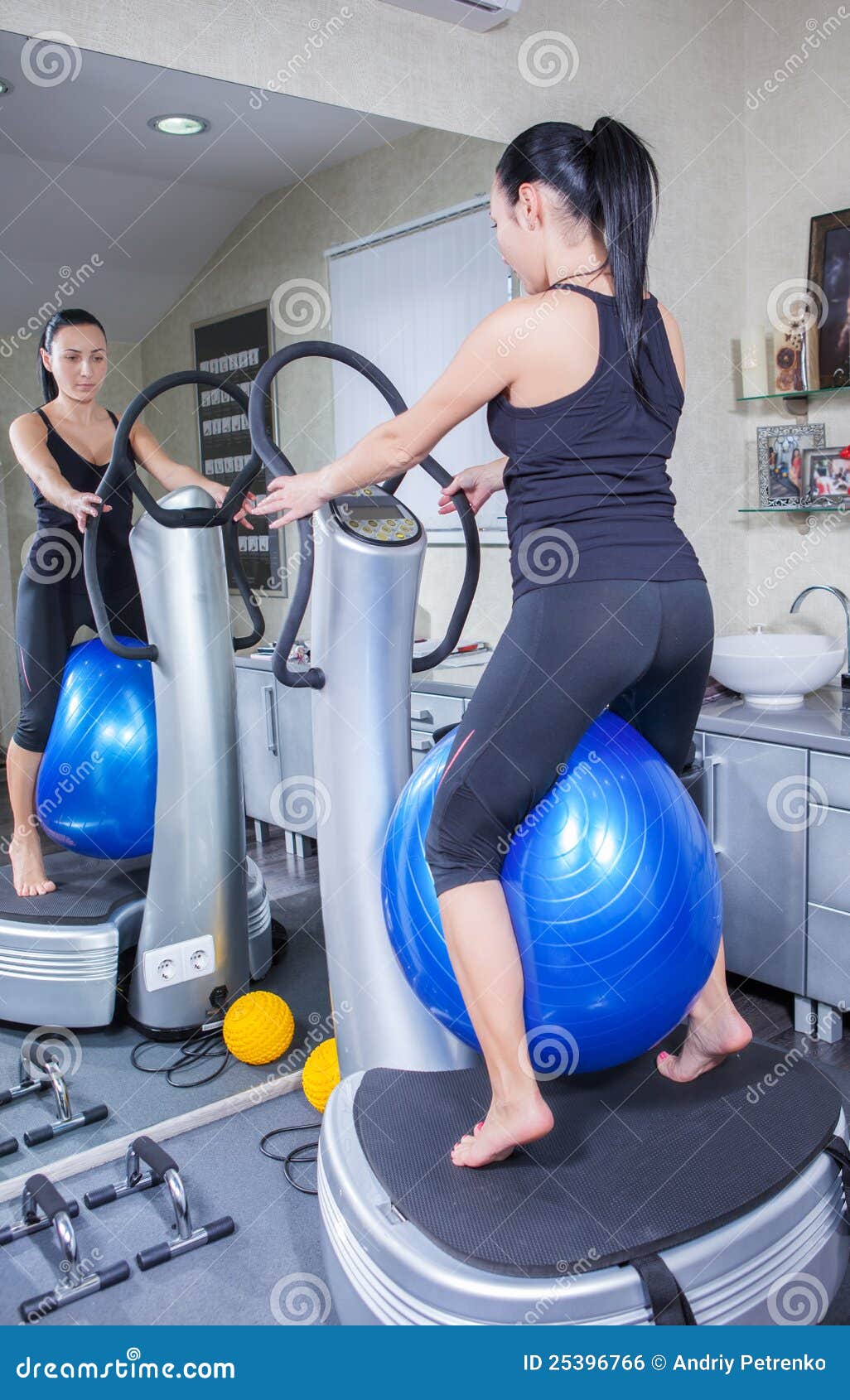 Woman on Trainer Machine in Sport Gym Stock Photo - Image of attractive ...