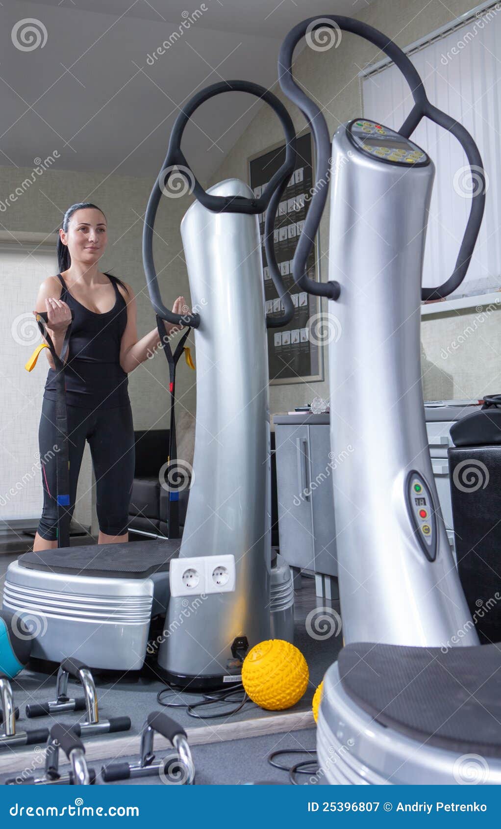 Woman on Trainer Machine in Sport Gym Stock Image - Image of club ...