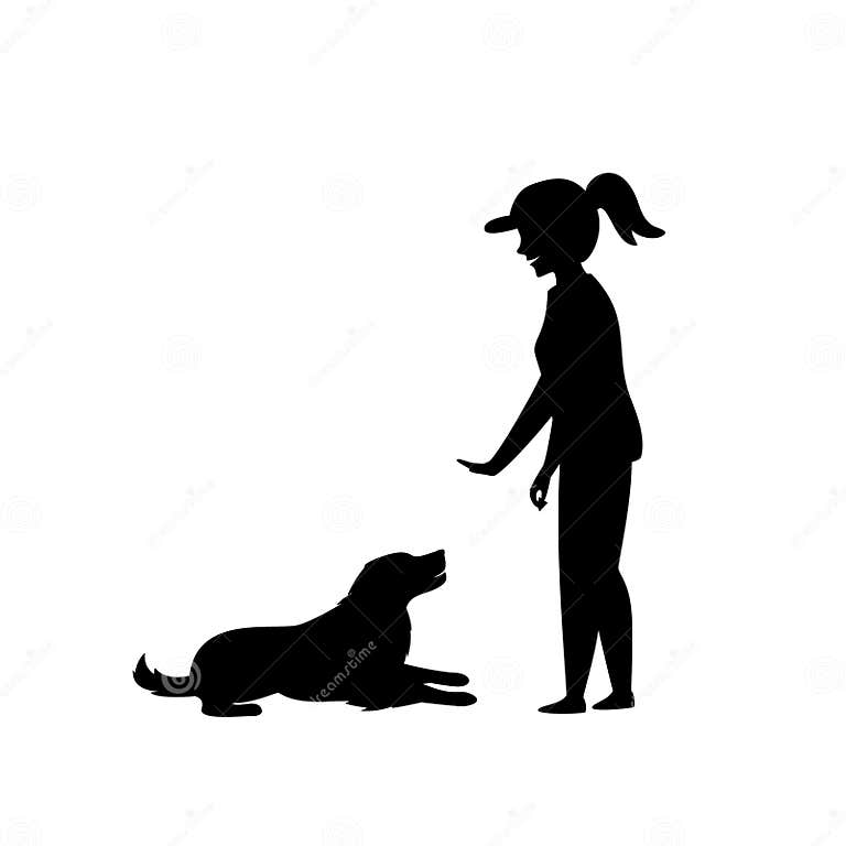 Woman Training a Dog Basic Commands Stock Vector - Illustration of ... Woman Training a Dog Basic Commands Stock Vector - Illustration of ...