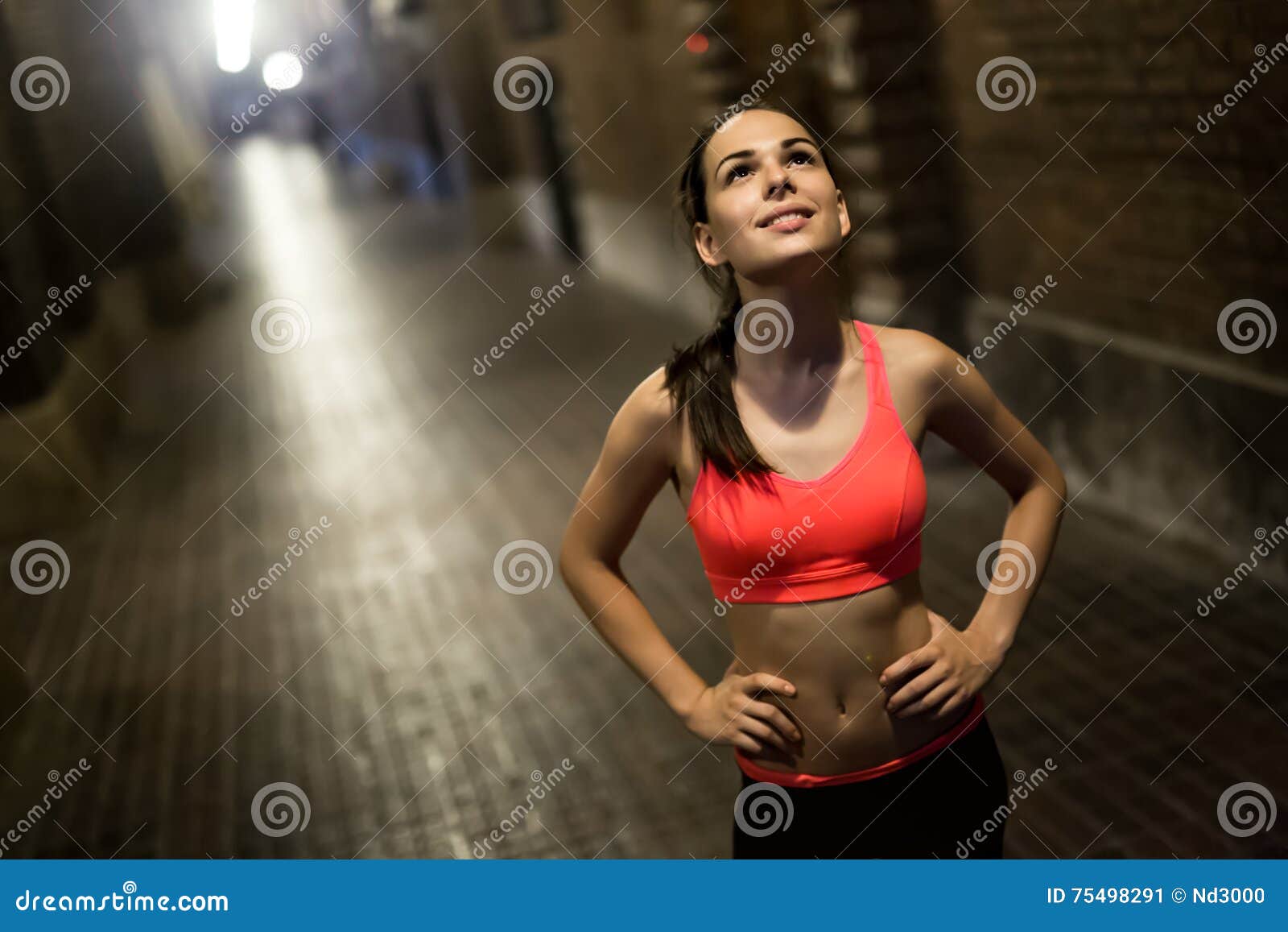 Woman training at night stock image. Image of fitness - 75498291