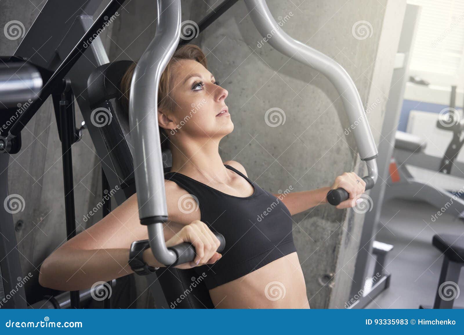 Woman Trains Pecs In The Gym Stock Photography | CartoonDealer.com ...