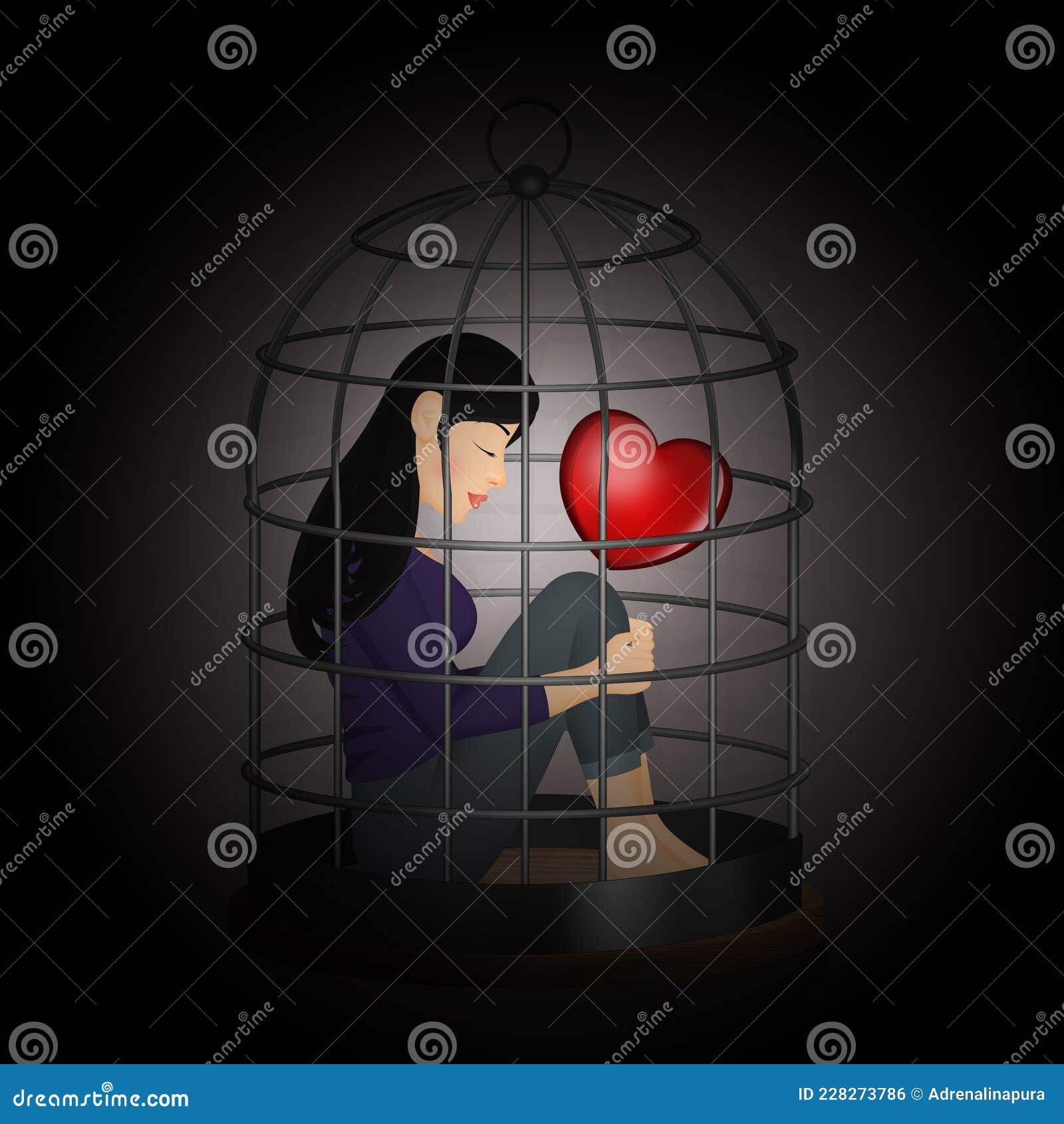 Woman trapped in the cage stock illustration. Illustration of behavior ...
