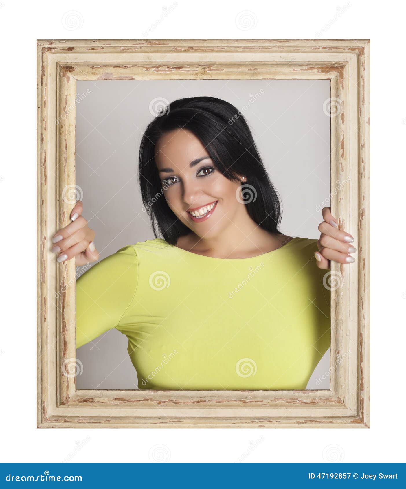 Woman trapped in frame. stock image. Image of green, hair - 47192857