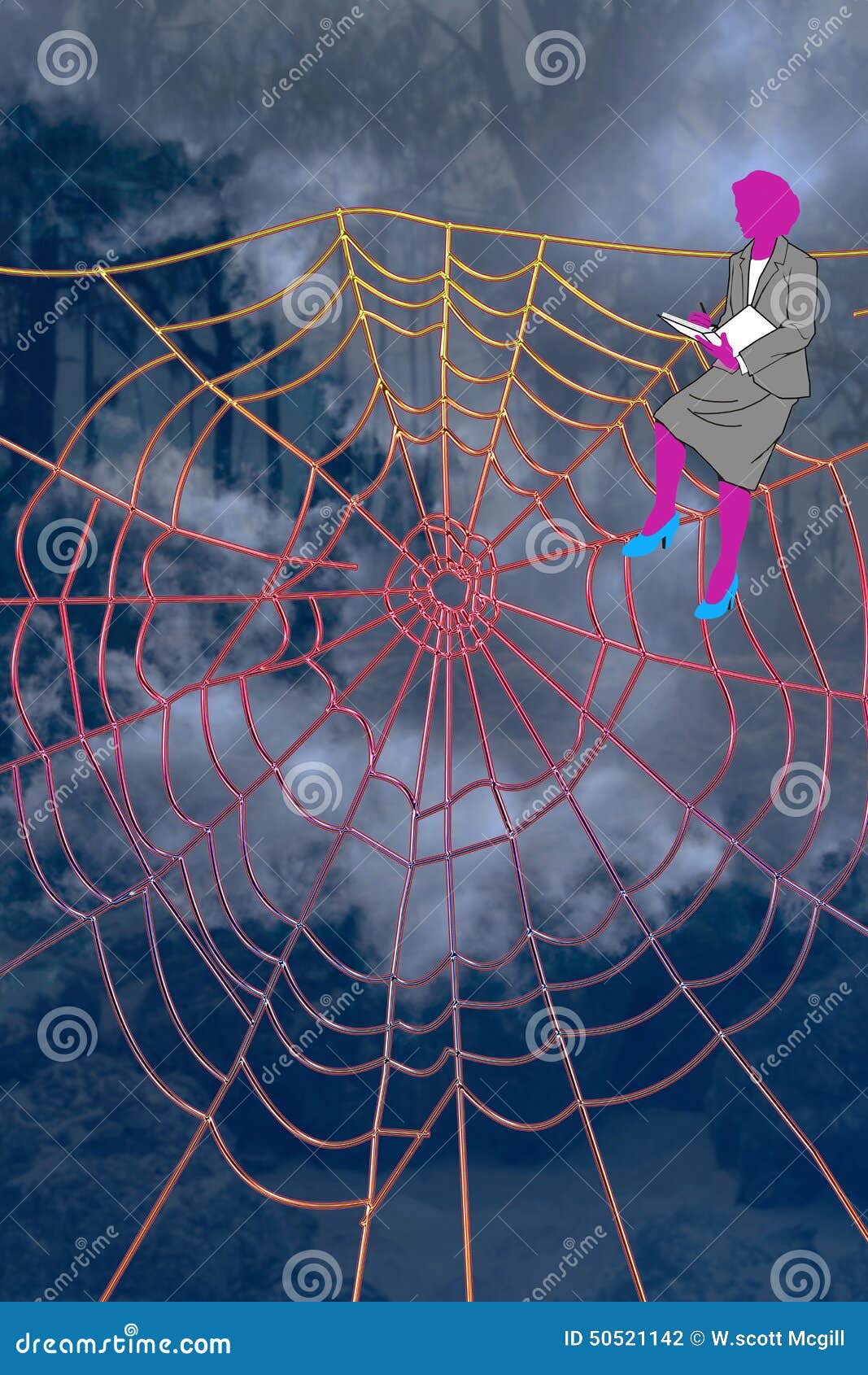 Woman Trapped on Spider Web. Stock Photo - Image of woman, life: 50521142