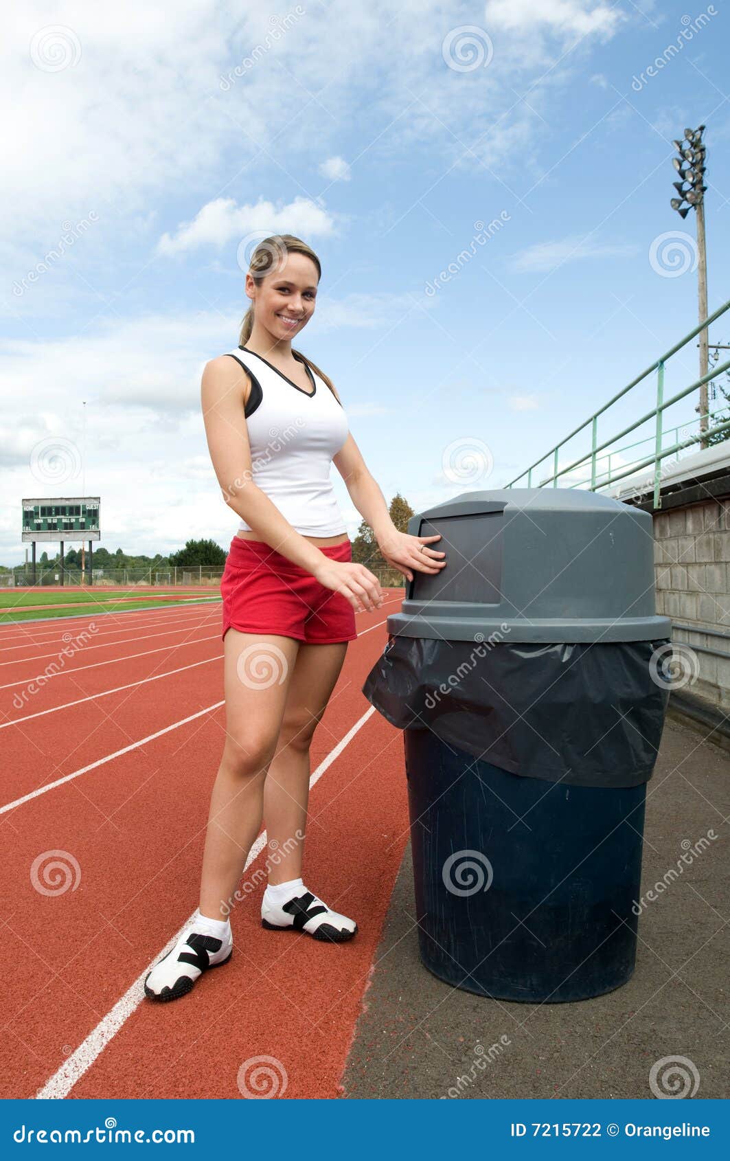 Woman with Trash Can stock photo. Image of garbage, outdoors - 7215722