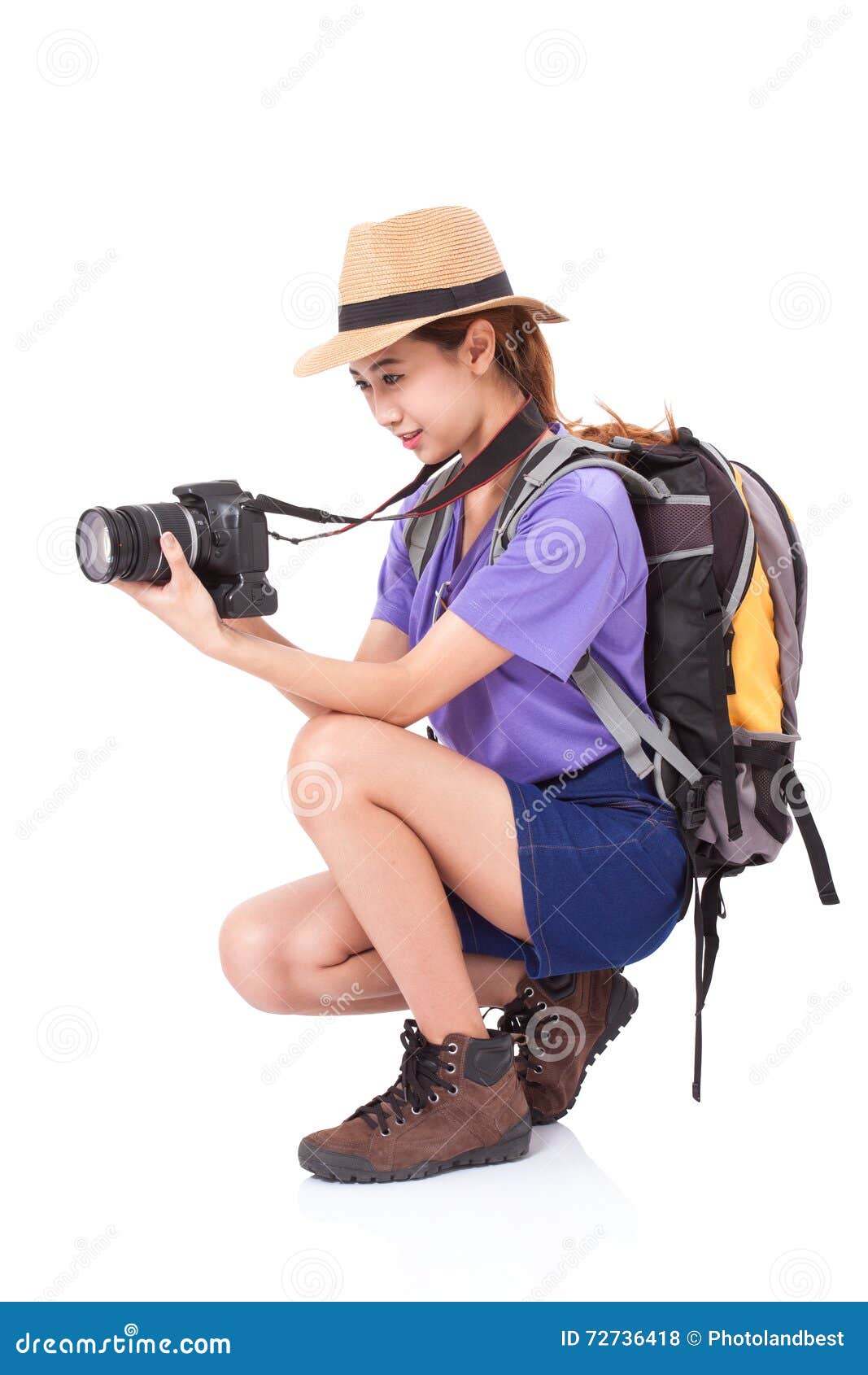 Woman Traveler with a Camera Stock Photo - Image of happy, summer: 72736418