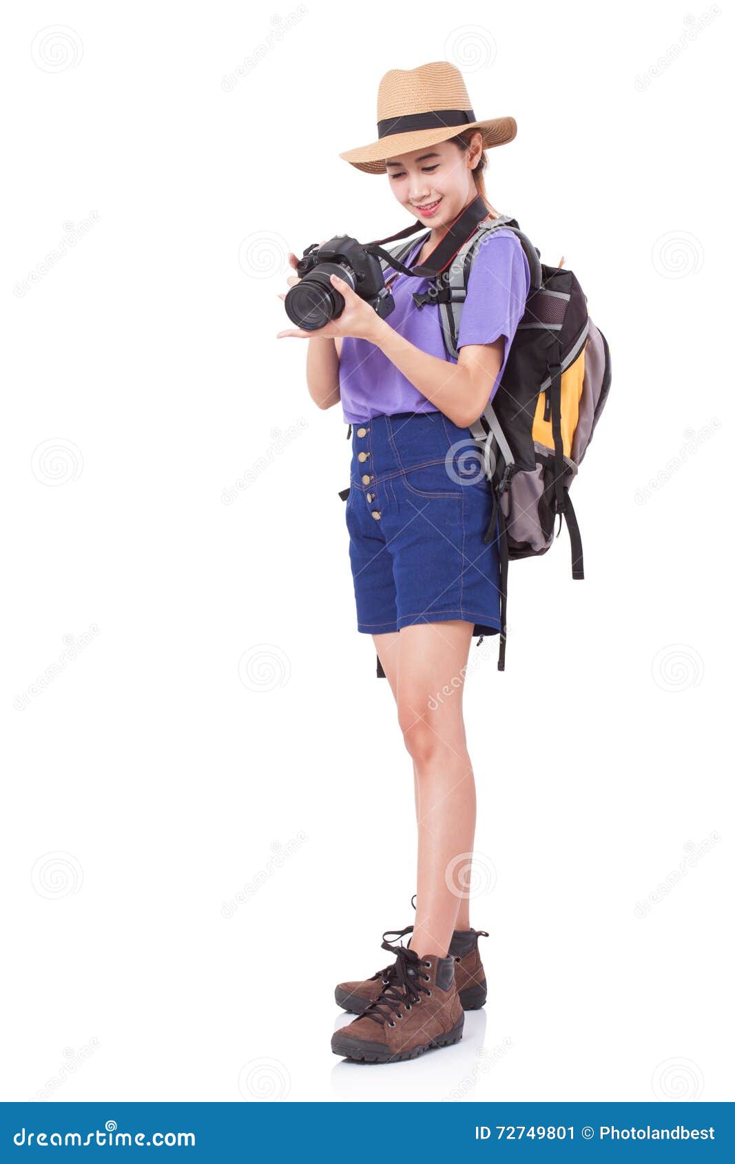 Woman Traveler with a Camera Stock Image - Image of safari, transport ...