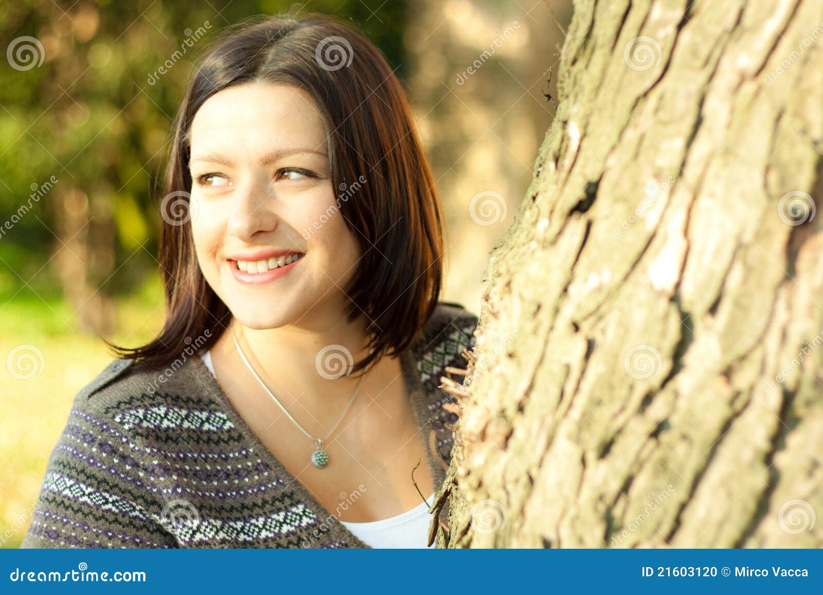 Woman and a tree stock photo. Image of happiness, nature - 21603120