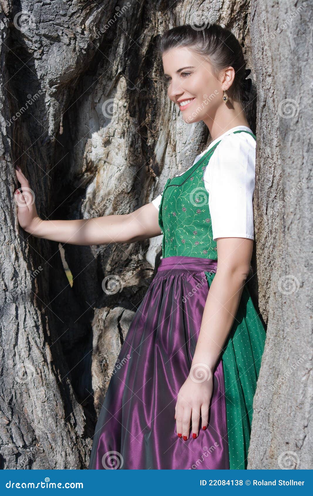 Woman in Tree stock photo. Image of hill, meadow, attractive - 22084138