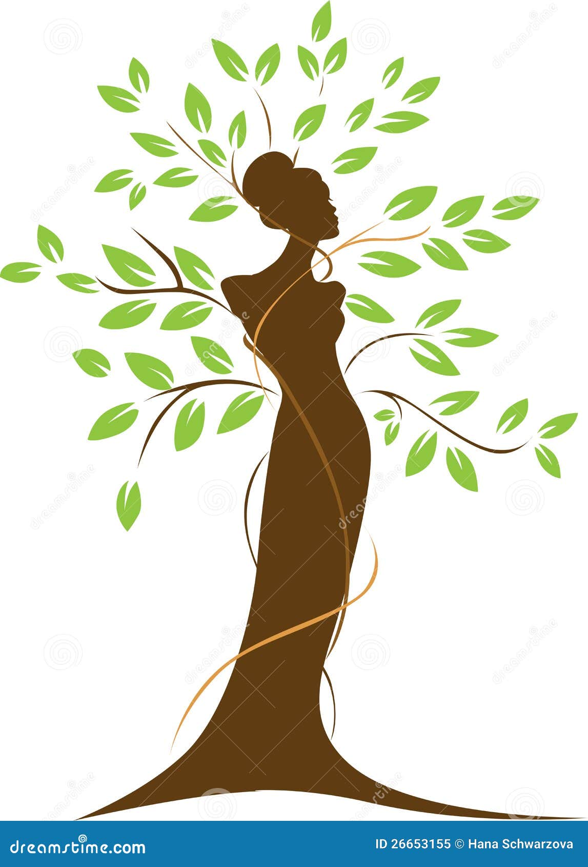 Woman and tree stock vector. Illustration of trunk, unique - 26653155