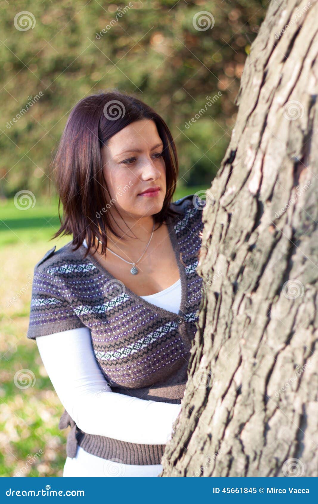 Woman by tree stock image. Image of sitting, skin, portrait - 45661845