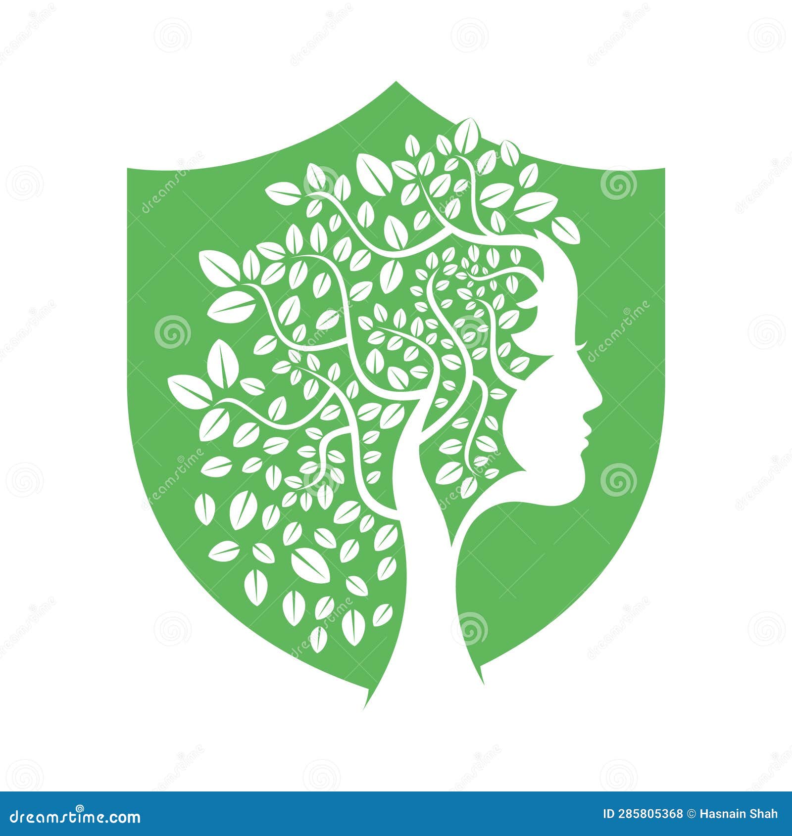 Woman Tree Template Design stock vector. Illustration of shield - 285805368