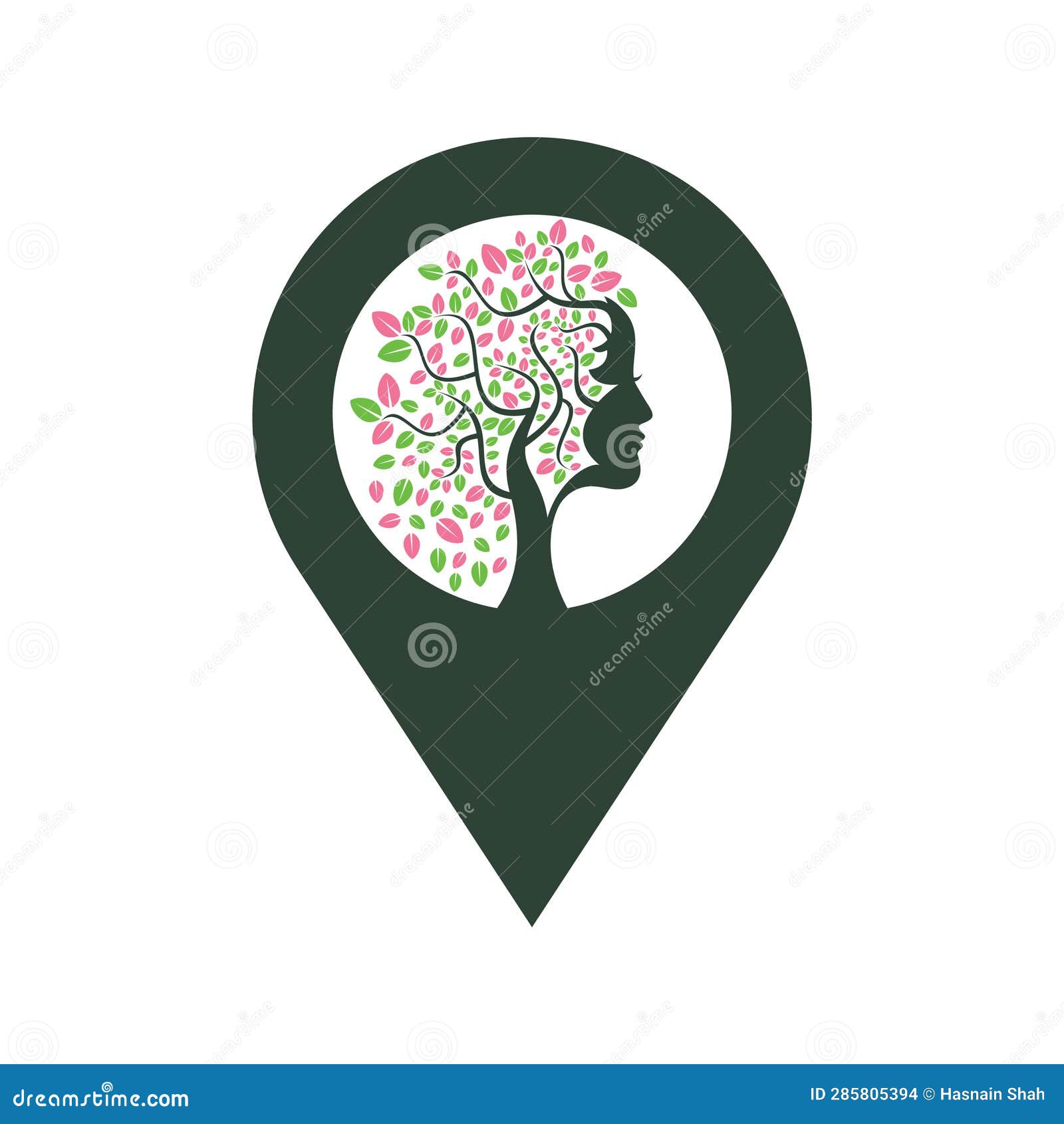 Woman Tree Template Design stock vector. Illustration of head - 285805394