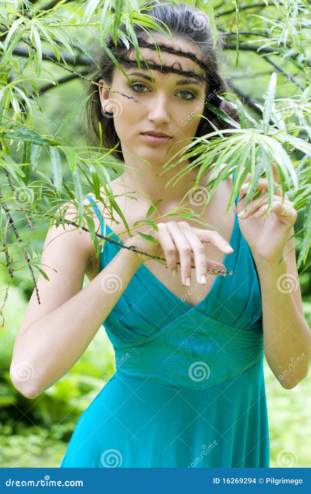 Woman at the trees stock photo. Image of green, femininity - 16269294