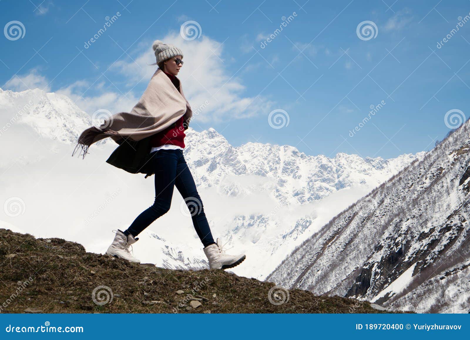 Woman Trekking in the Himalayan Mountains Stock Photo - Image of ...