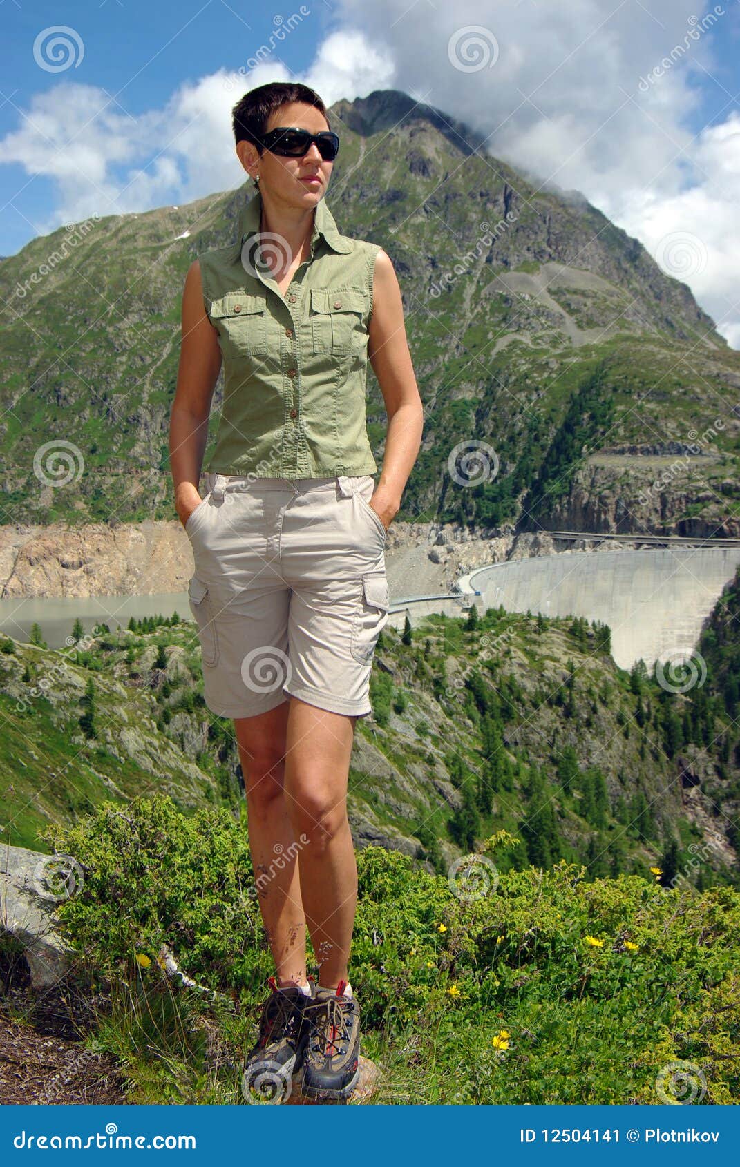 Woman Trekking in the Mountains Stock Image - Image of summer, outside ...