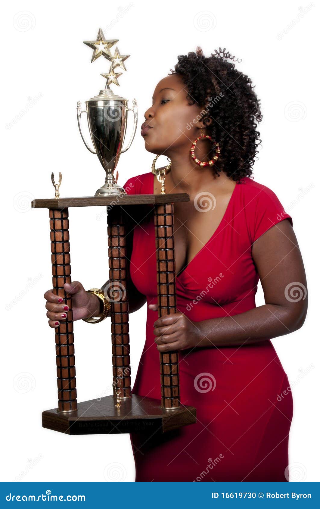 Woman with Trophy stock photo. Image of champion, pretty - 16619730