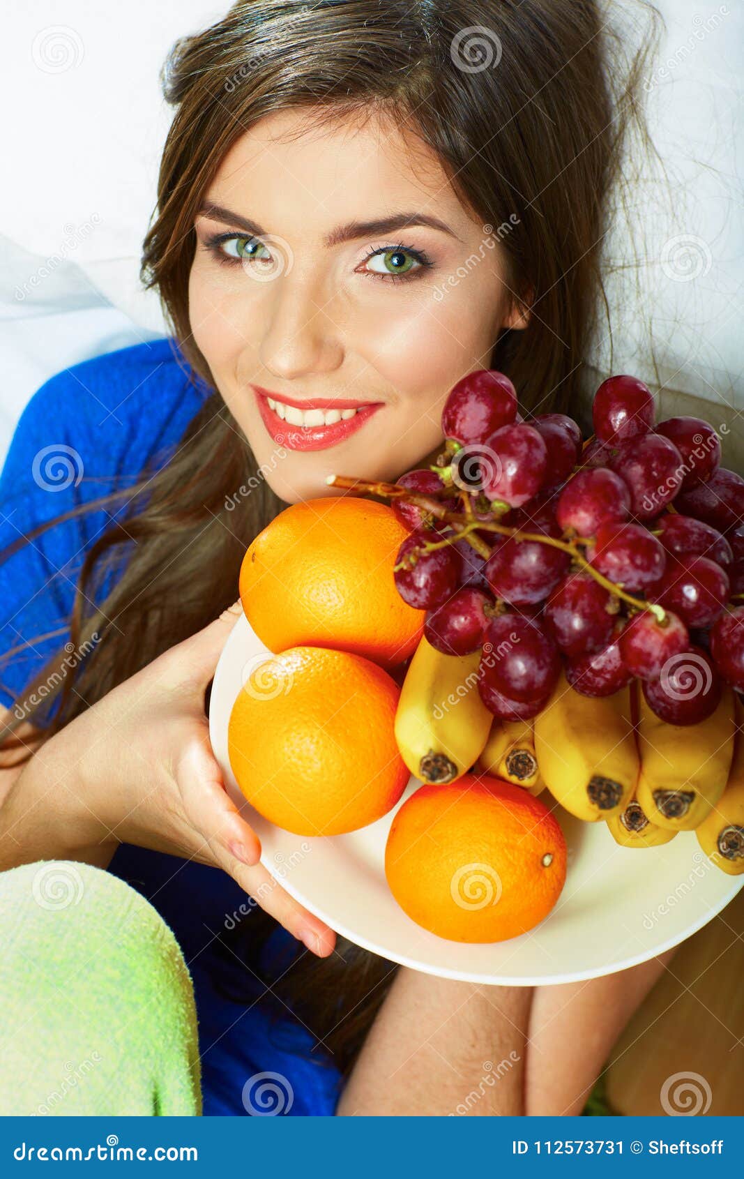 Woman tropical fruit diet. stock image. Image of nutrition - 112573731