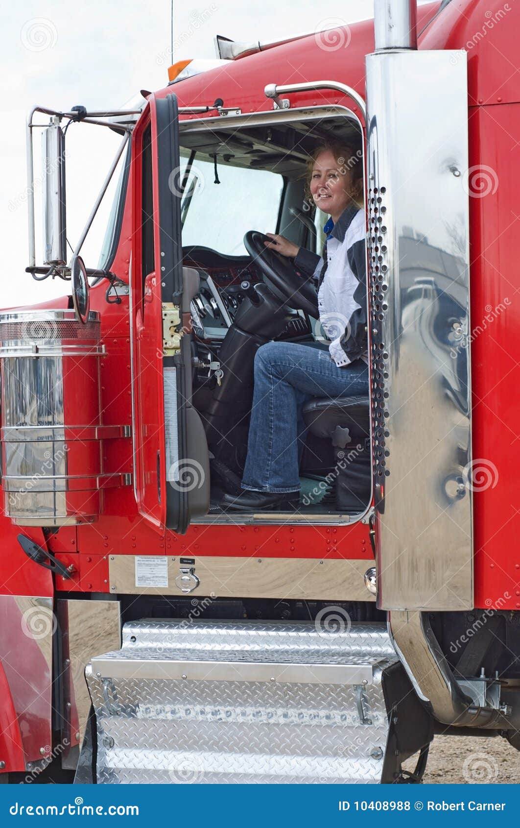 Woman truck driver stock photo. Image of steering, woman - 10408988