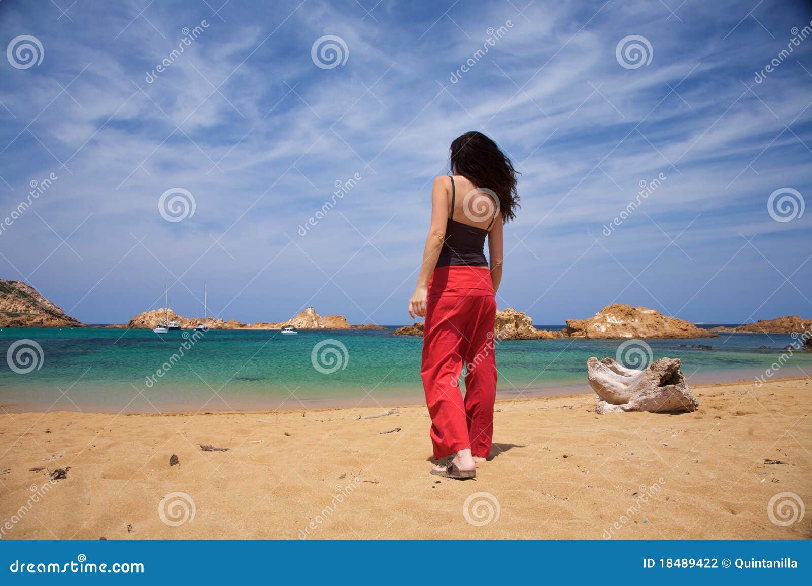 Woman and Trunk at the Beach Stock Photo - Image of lifestyle, balearic ...