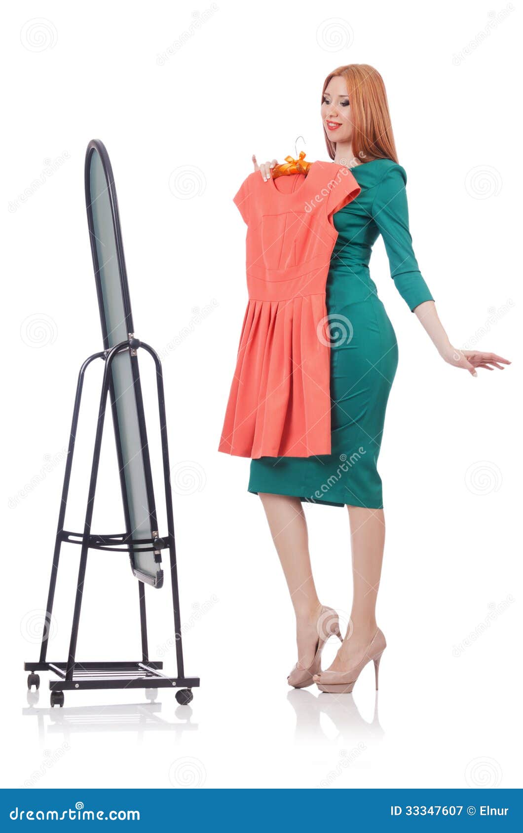 Woman trying new clothing stock image. Image of mall - 33347607