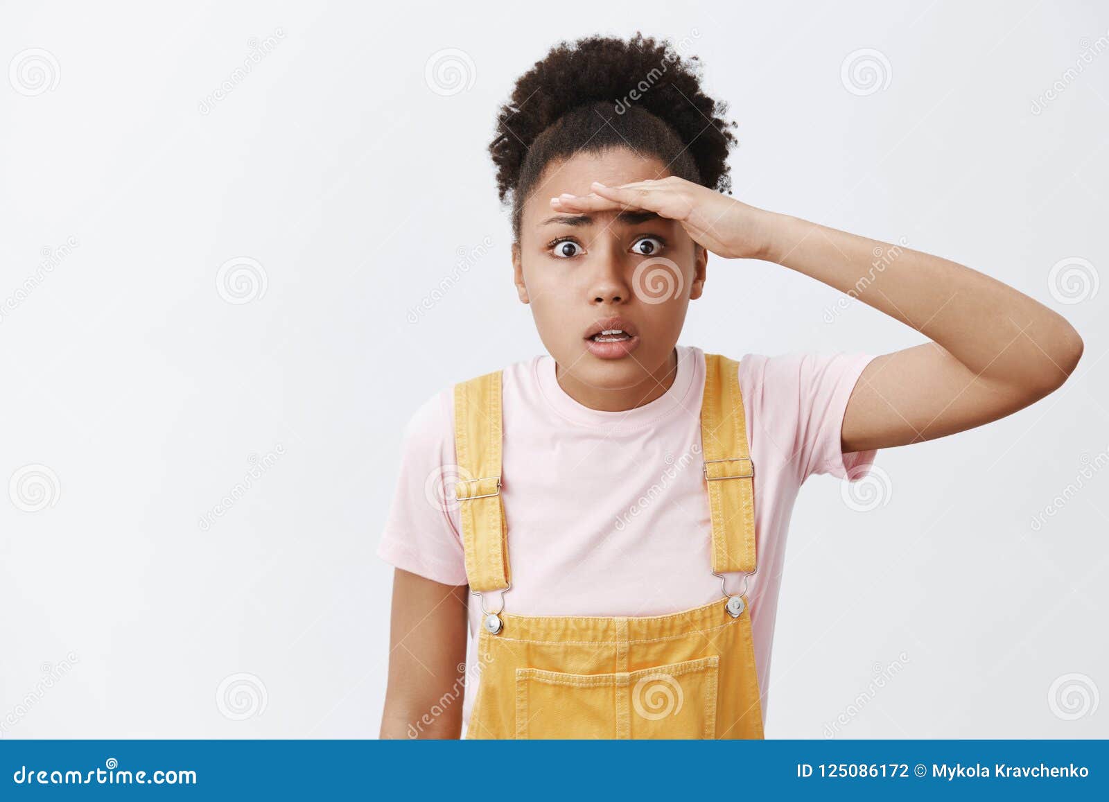Woman Trying See through Sick Fog. Portrait of Worried and Confused ... Woman Trying See through Sick Fog. Portrait of Worried and Confused ...