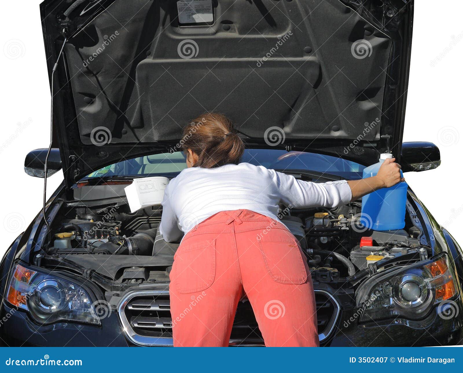 Woman Trying To Fix The Car Picture. Image: 3502407