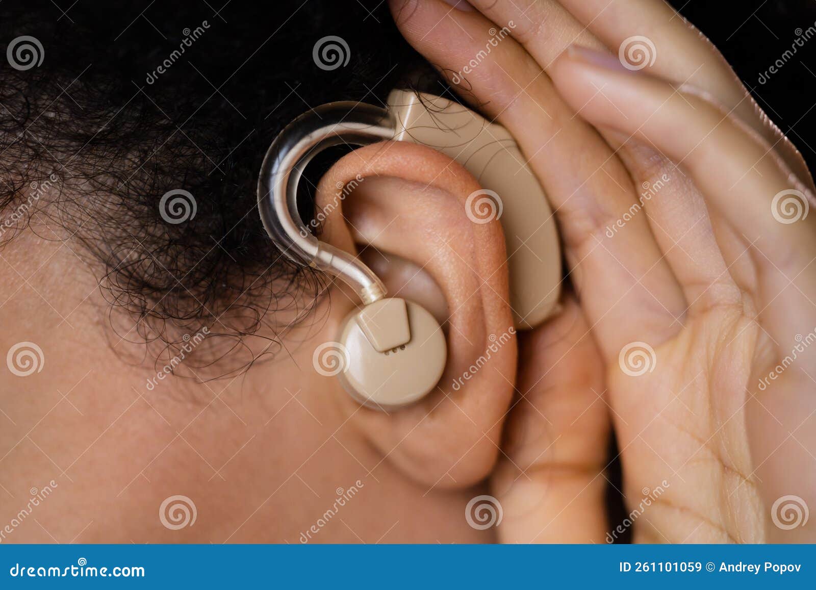 Woman Trying To Hear stock image. Image of american - 261101059