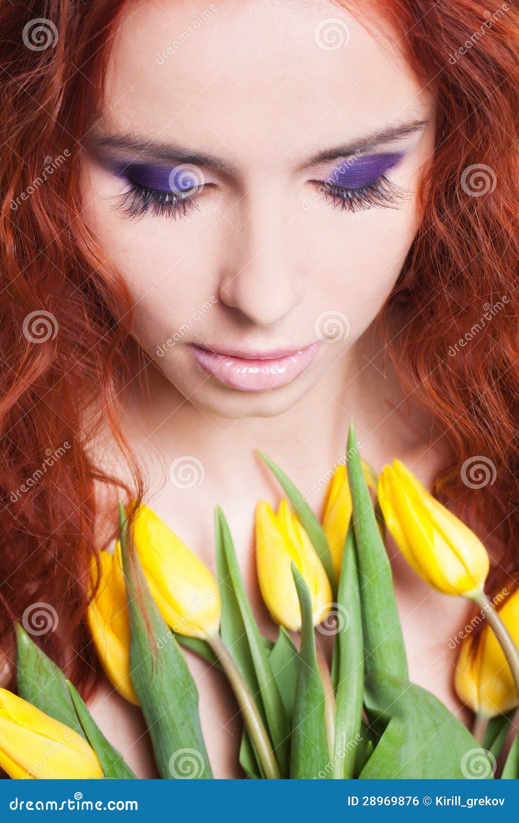 Woman with tulip flowers stock photo. Image of clear - 28969876