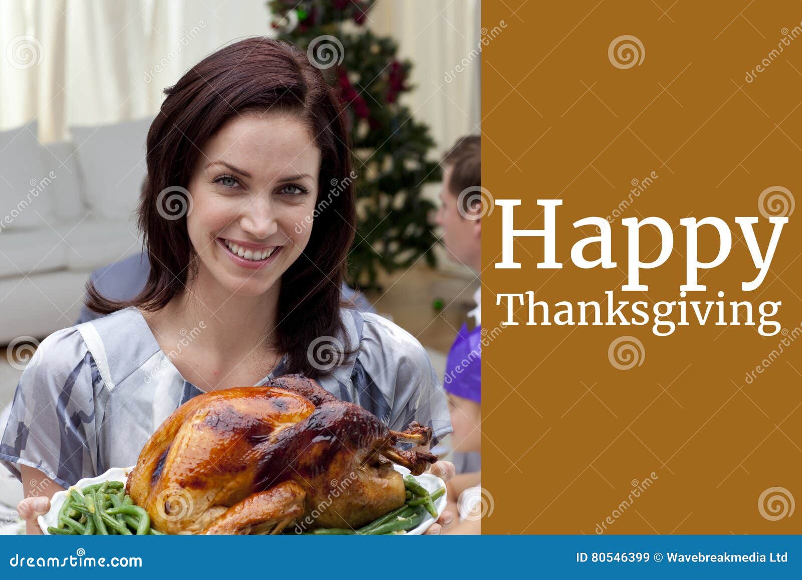 Woman with Turkey and Thanksgiving Message Design Stock Image - Image ...