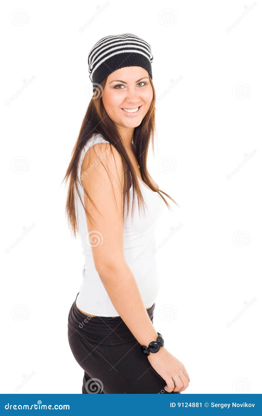 Woman turning back stock image. Image of material, smile - 9124881