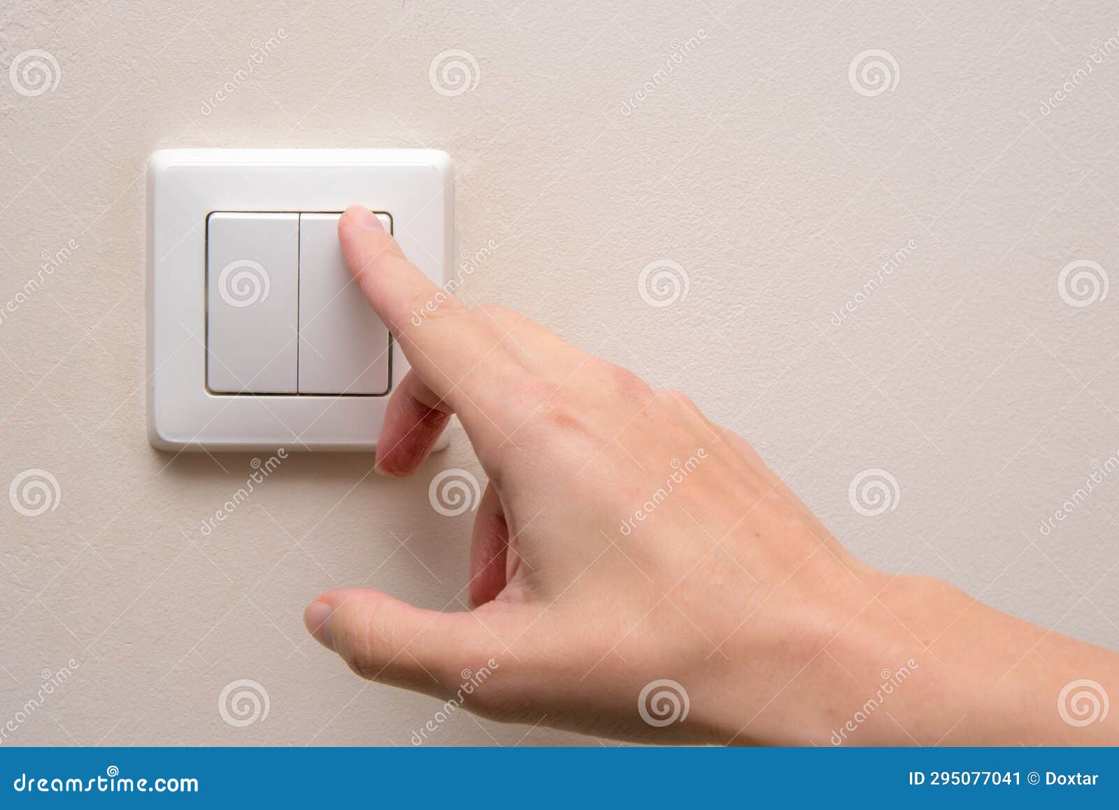 Woman Turns on a Light Switch Inside a Room Stock Image - Image of ...