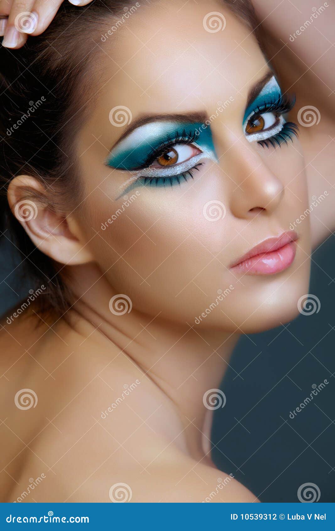 Woman with Turquoise Make-up. Stock Photo - Image of eyeshadows, false ...