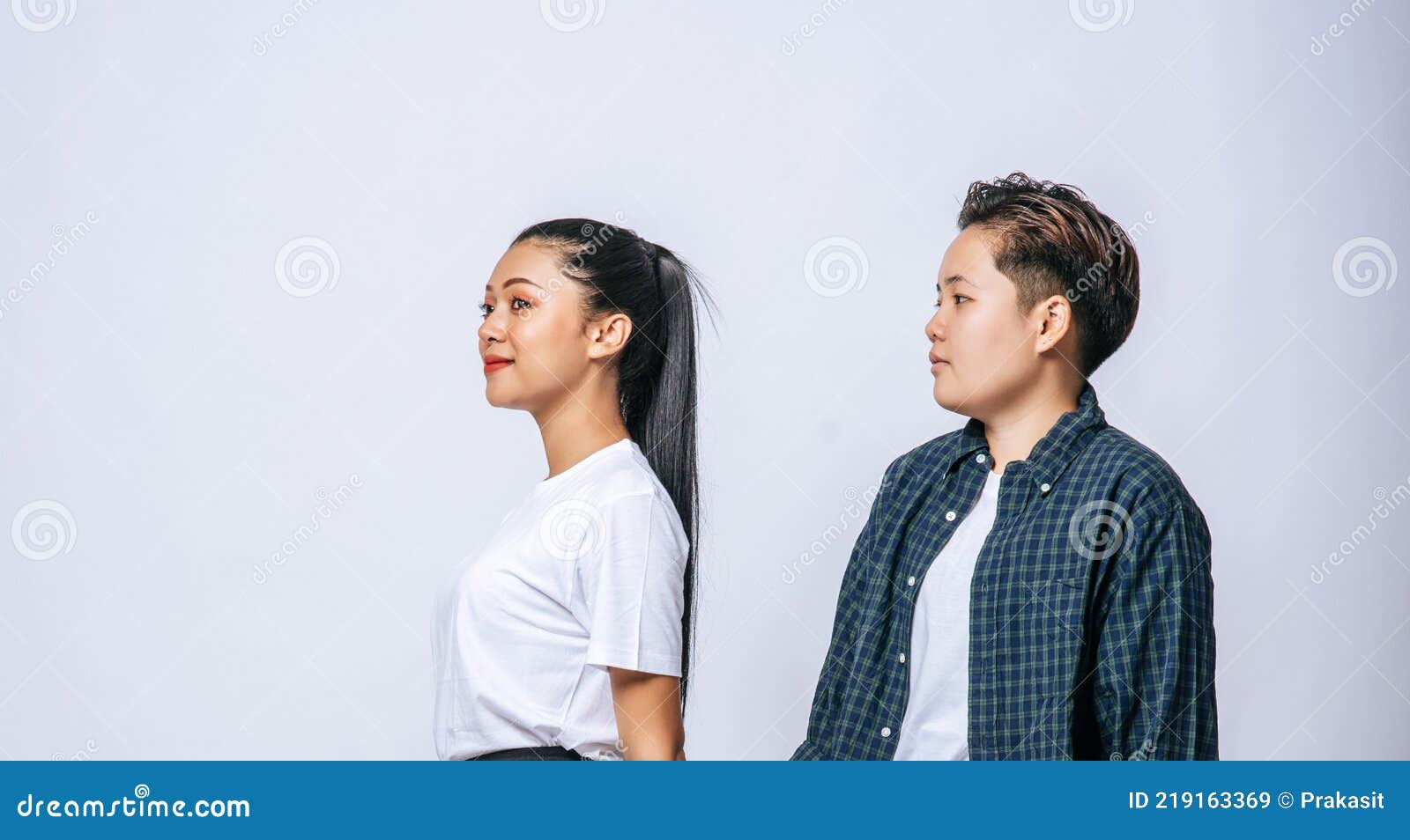 A Woman of Two Lovers Standing and Looking Forward Stock Image - Image ...