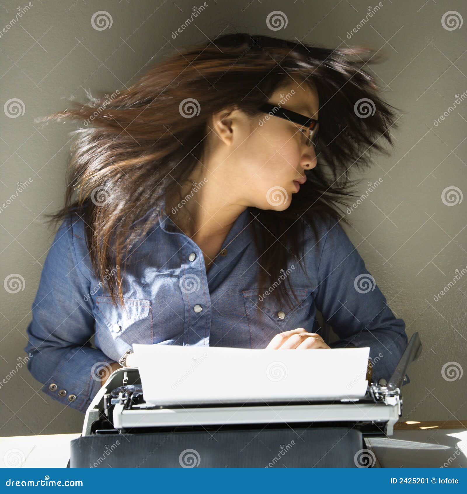 Woman with typewriter. stock image. Image of woman, color - 2425201