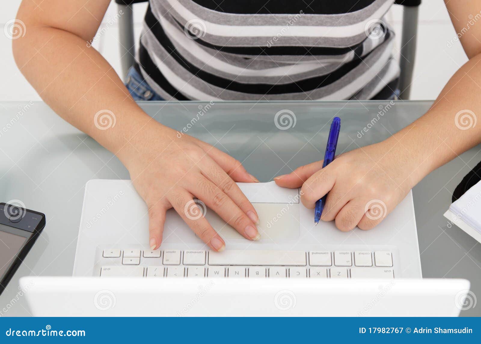 Woman typing stock image. Image of white, modern, laptop - 17982767