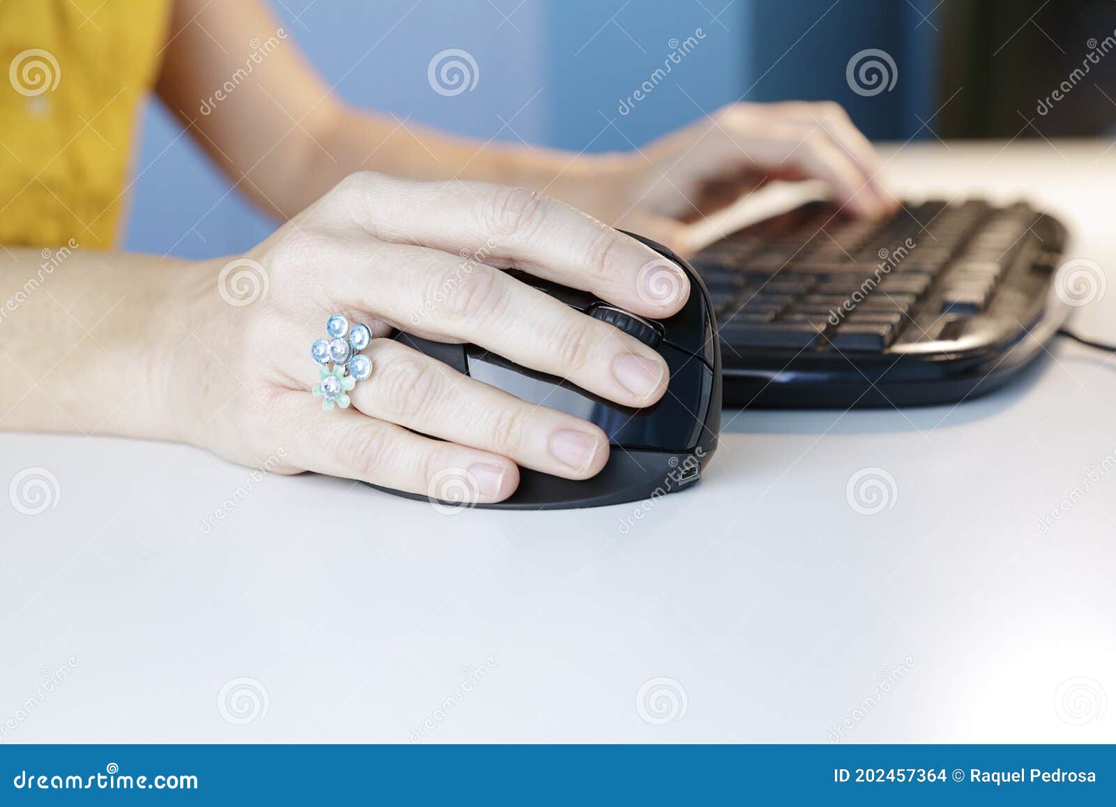 Woman Typing at Computer Keyboard Stock Photo - Image of office ...