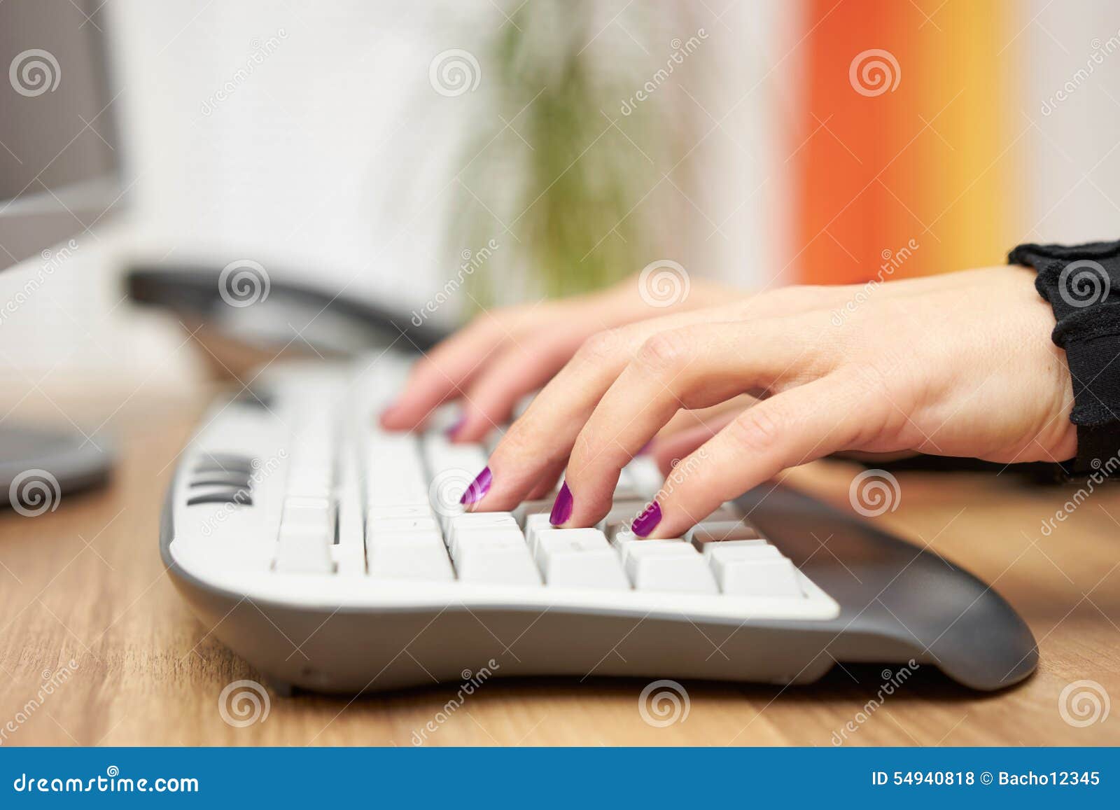 Woman is Typing on Computer Keyboard at Home Stock Photo - Image of ...