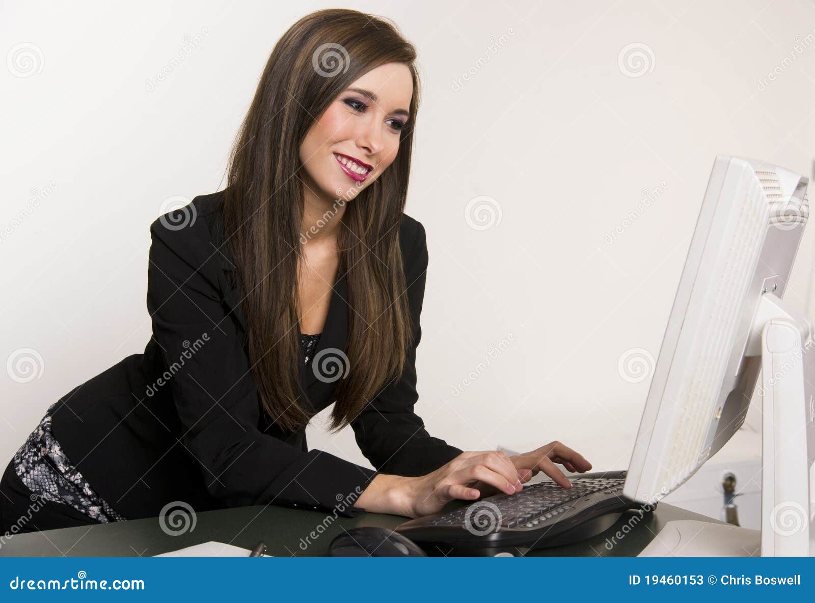 Business Woman Typing on Computer Keyboard Stock Image - Image of desk ...