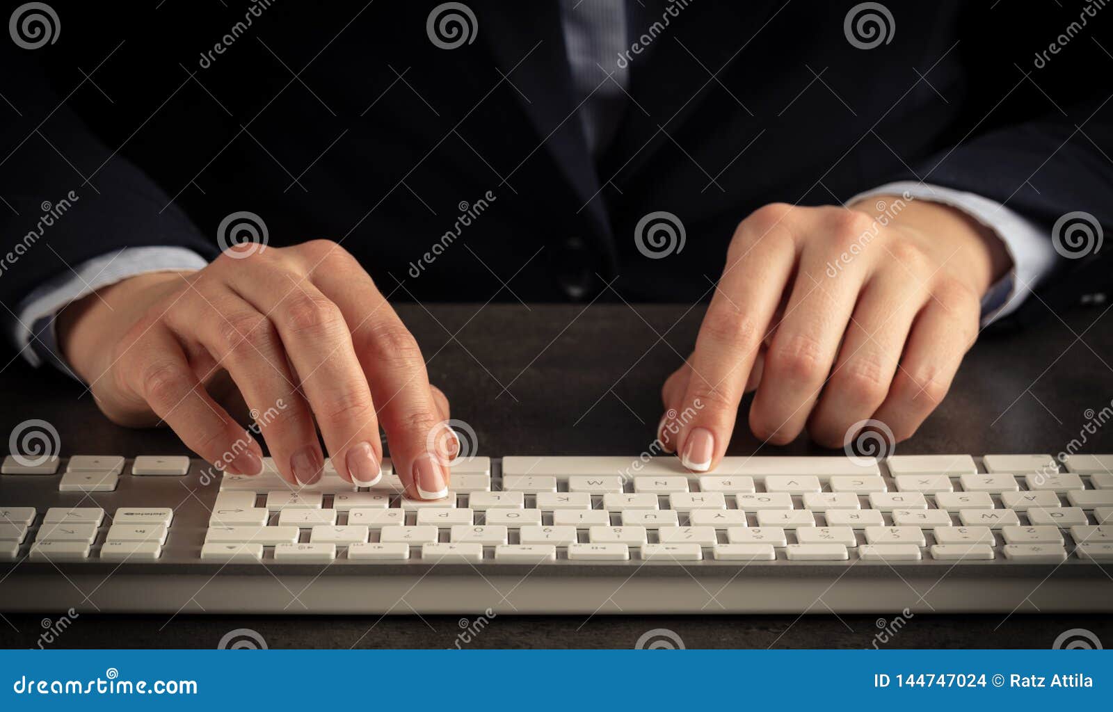 Woman typing on keyboard stock photo. Image of copy - 144747024