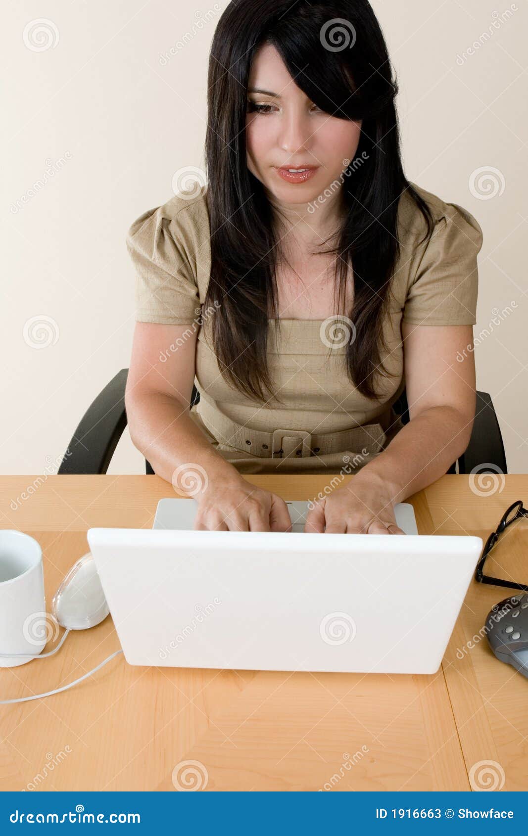 Woman typing on a laptop stock image. Image of computer - 1916663