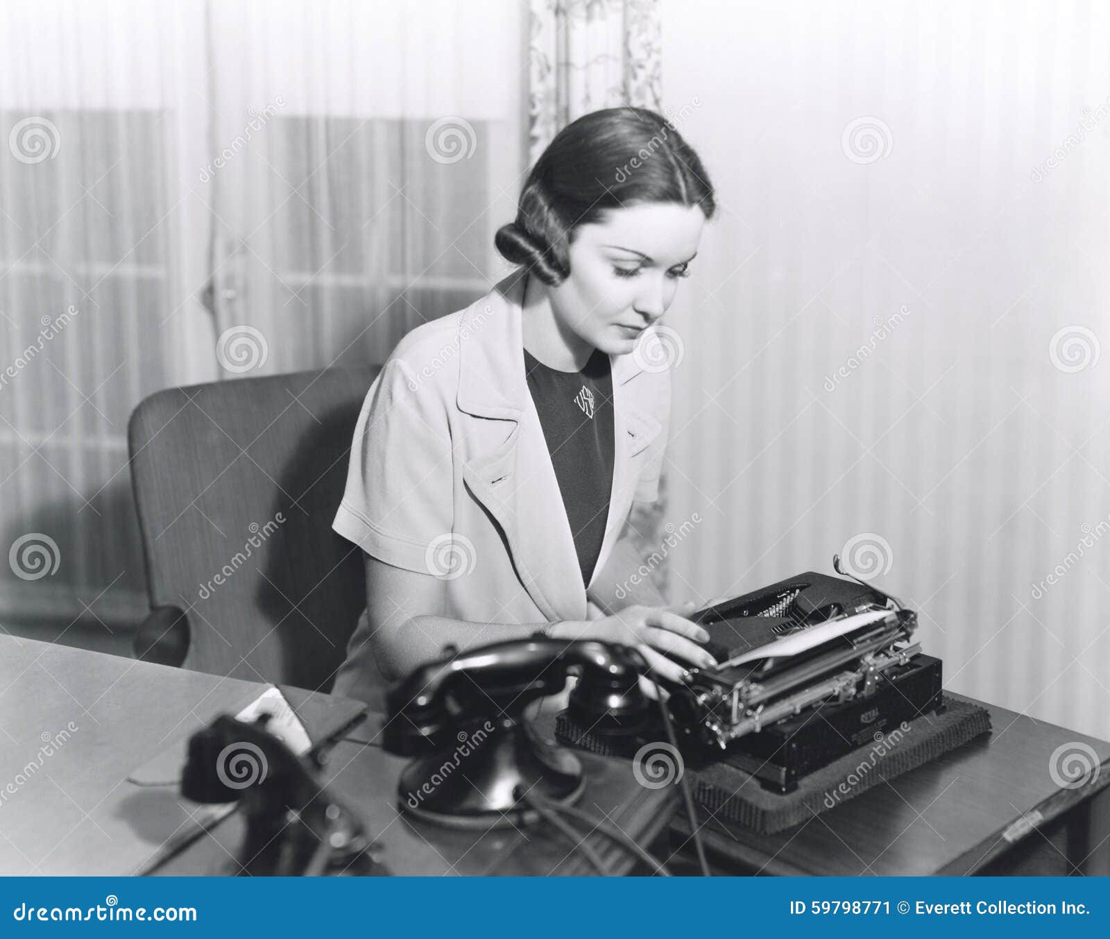 Woman typing a letter stock image. Image of hair, concentrating - 59798771