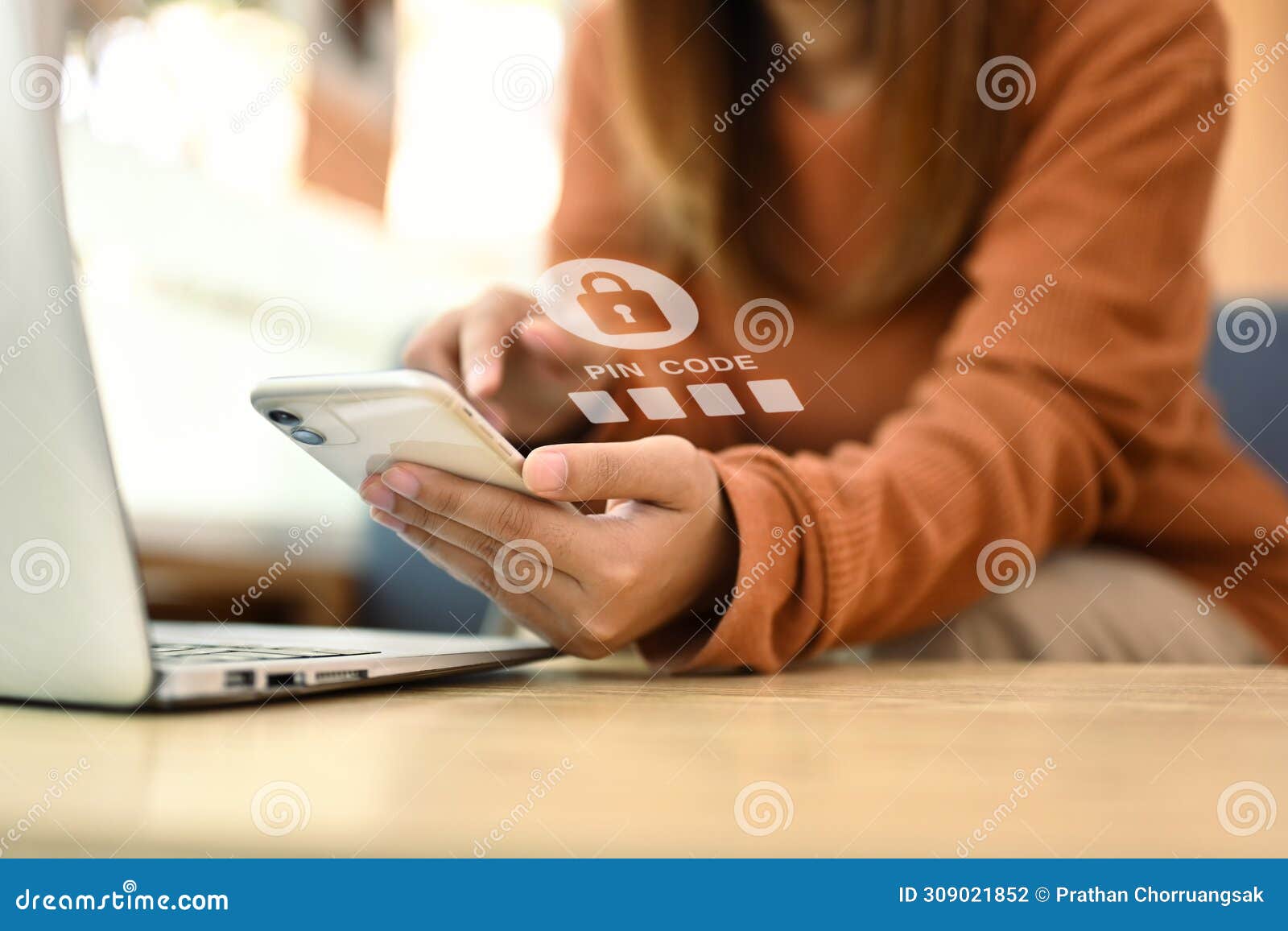 Woman Typing on Smartphone, Entering Verification Code for Login. Cyber ...