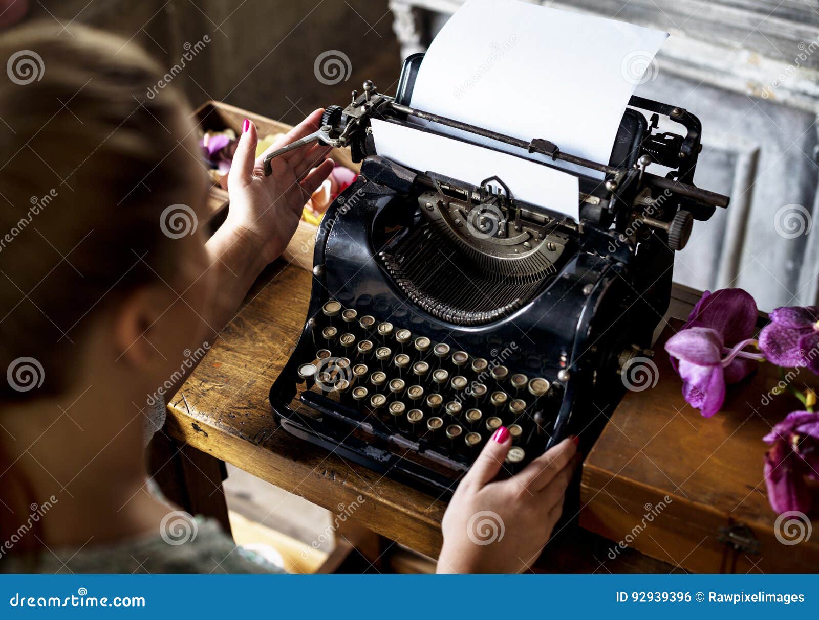 Old Man Typing On A Typewriter Royalty-Free Stock Photography ...