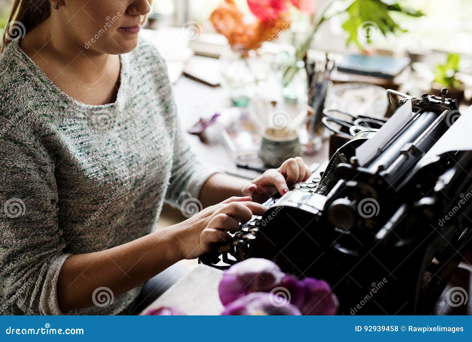 Old Man Typing On A Typewriter Royalty-Free Stock Photography ...