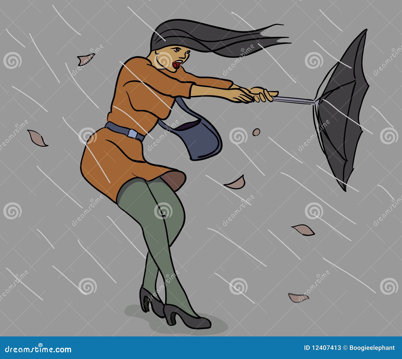 Woman with umbrella stock illustration. Illustration of rain - 12407413