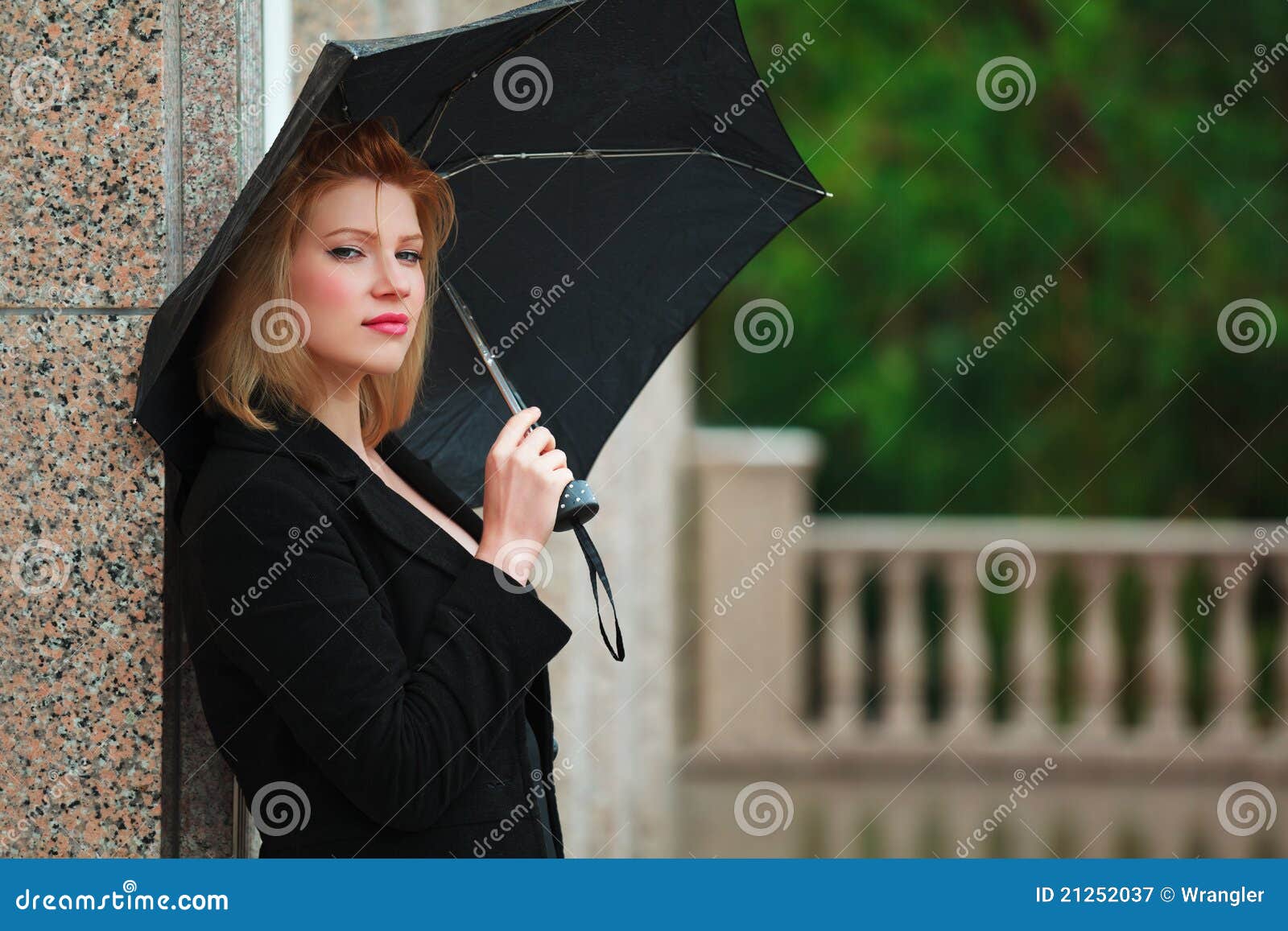 Fashion Woman with Umbrella in the Rain Stock Image - Image of fashion ...
