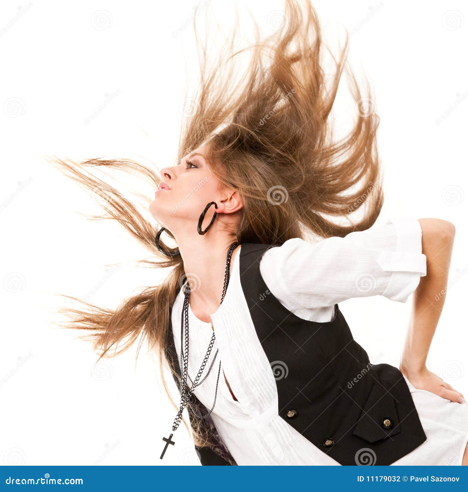 Woman with uncurled hair stock photo. Image of fashion - 11179032