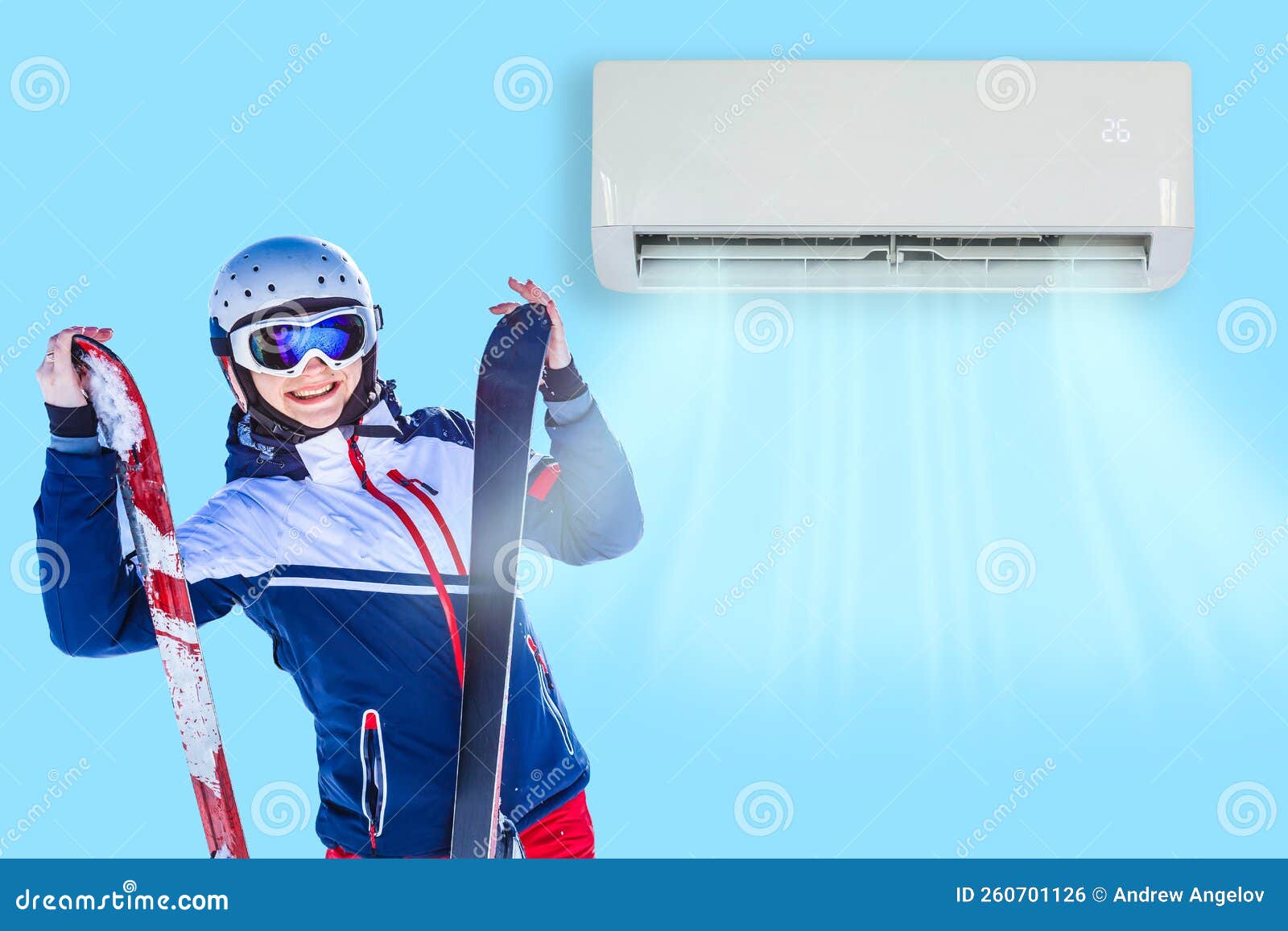 Woman Under the Air Conditioner Stock Photo - Image of electricity ...