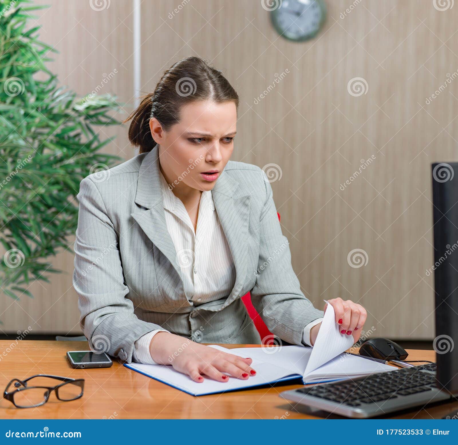 Woman Under Stress from Excessive Paper Work Stock Image - Image of ...